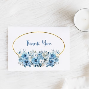 Blue Flower Frame PNG, Watercolor Blue Floral Gold Frame Clipart ...