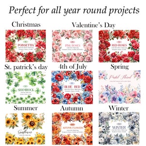 Flower Clipart Bundle, Watercolor Floral Clipart, Flower PNG Bundle ...