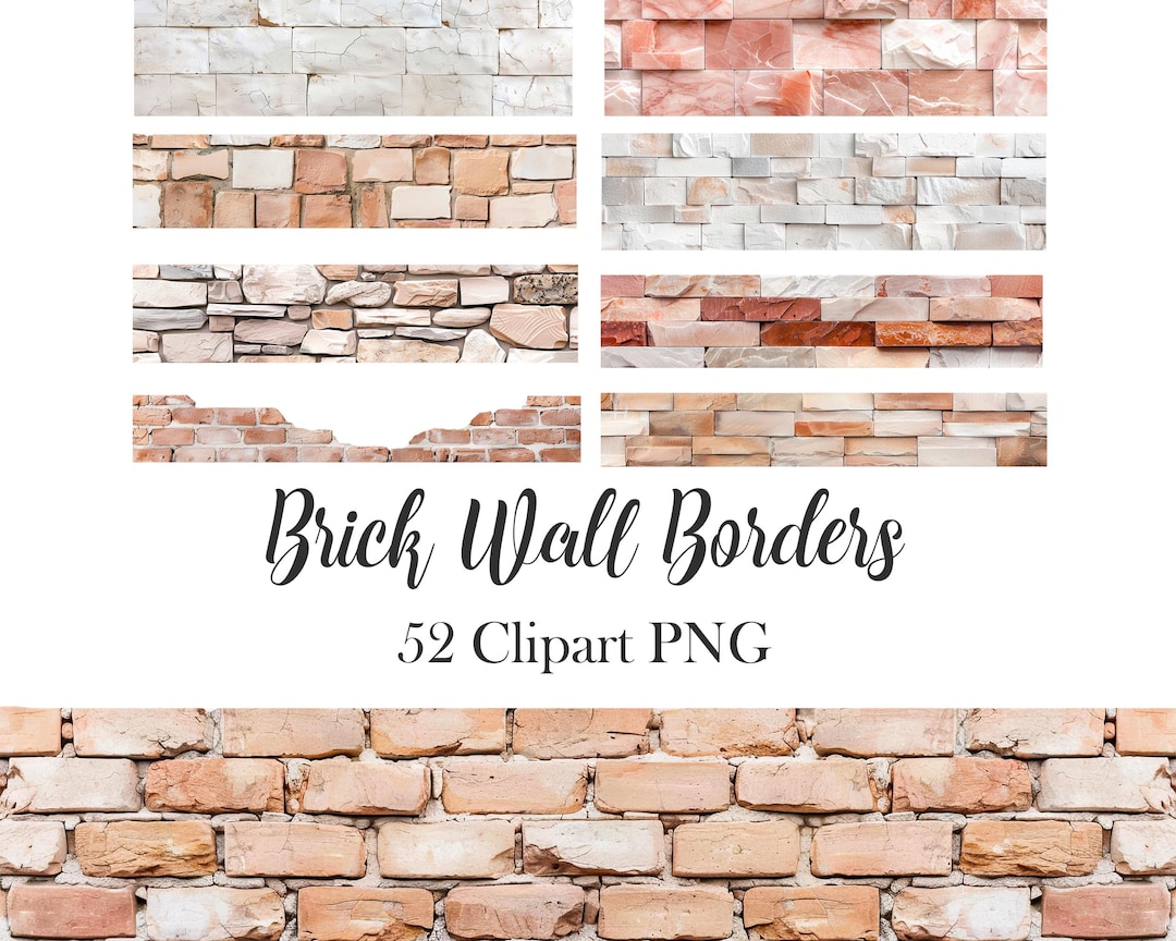 Brick Wall Border Clipart, Borders PNG, Scrapbook, Junk Journal ...
