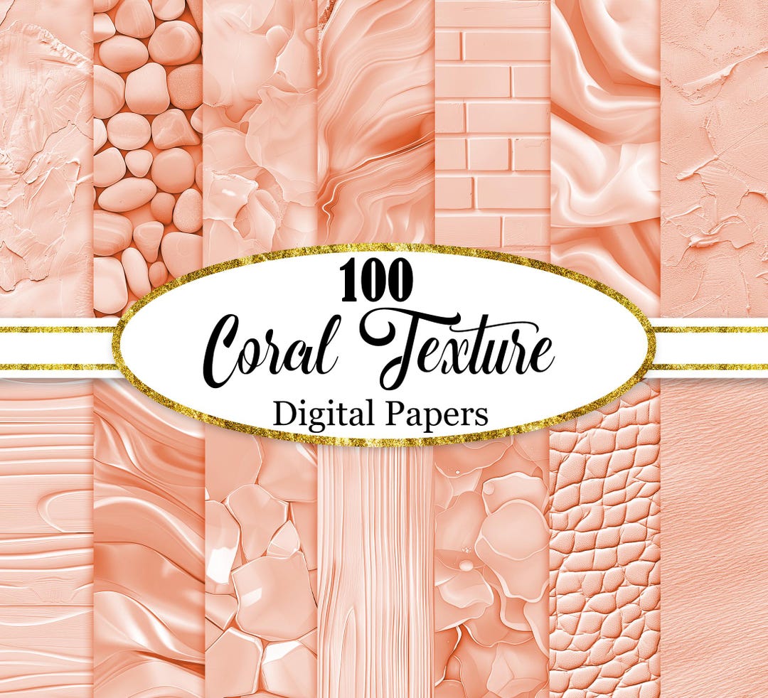 Coral Digital Paper, Coral Background Bundle, Texture, Scrapbook Paper ...