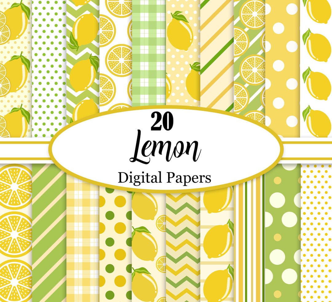 Lemon Digital Paper, Lemon Background, Fruit, Texture, Scrapbook Paper ...