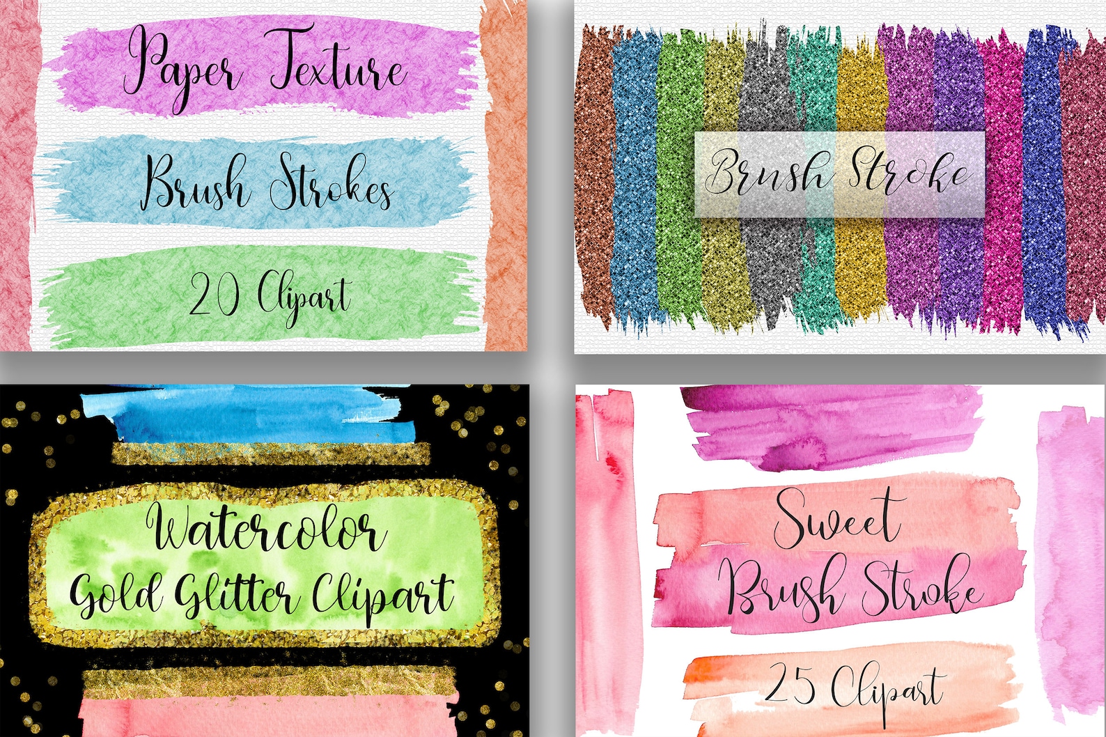 Watercolor Brush Stroke Clipart Bundle Watercolor Splash Clipart Png ...