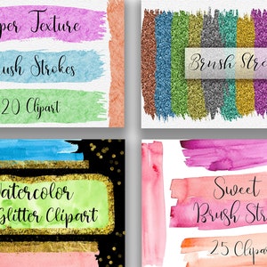 Watercolor Brush Stroke Clipart Bundle, Watercolor Splash PNG ...
