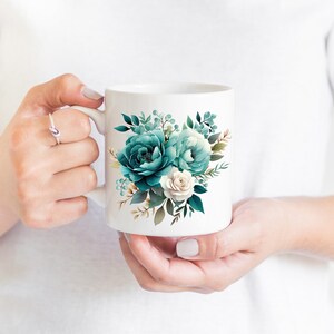 Teal Green Flower PNG, Watercolor Green Floral Clipart Bundle, Spring ...