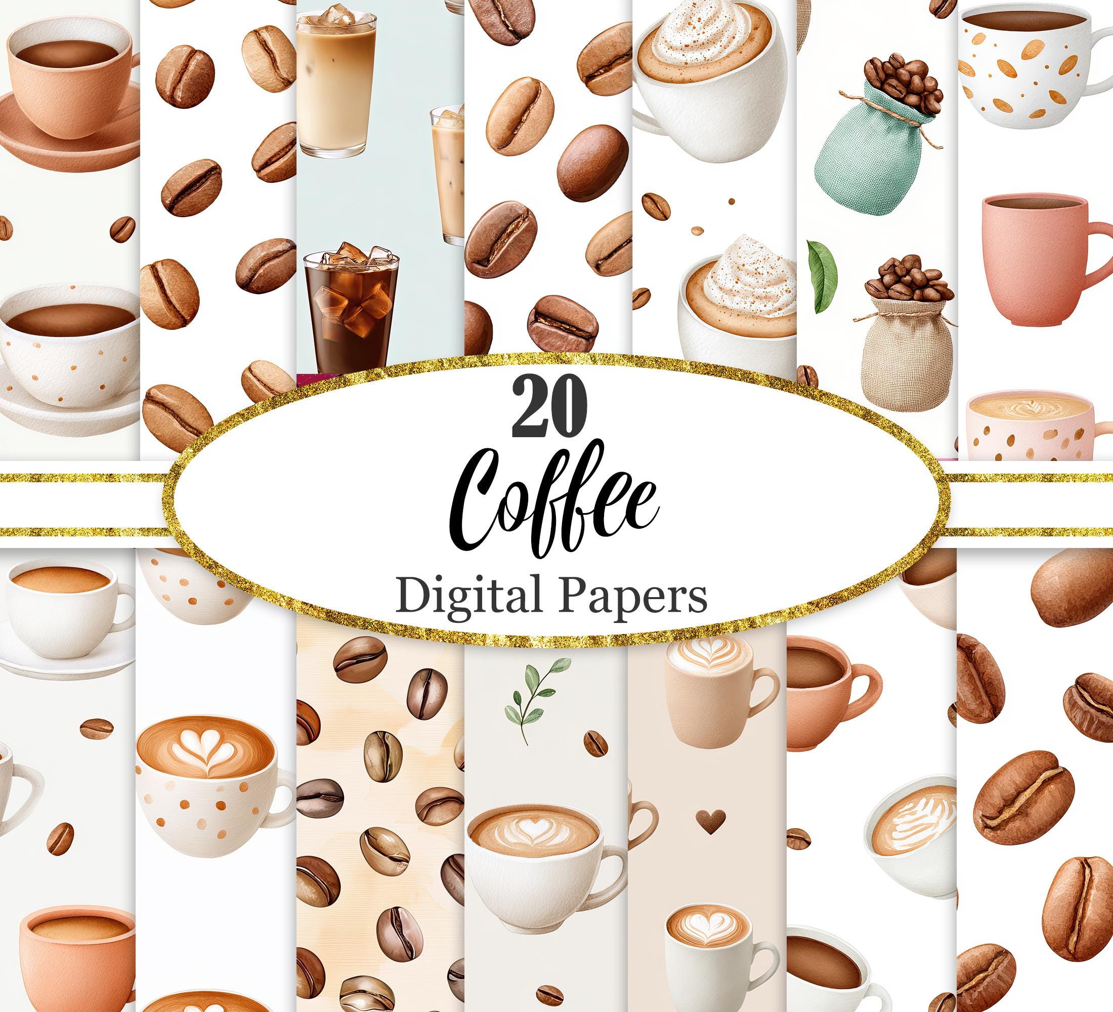 Coffee Digital Paper, Coffee Background, Scrapbook Paper, Digital ...