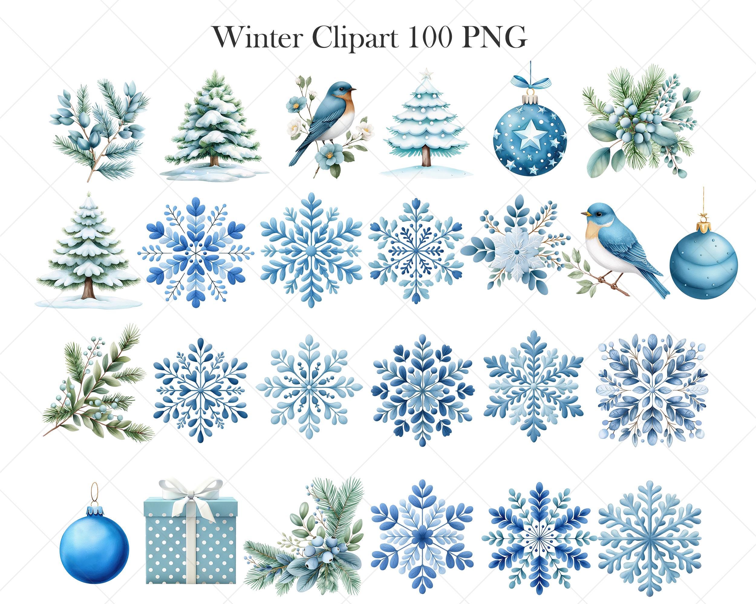 Winter Clipart Bundle, Watercolor Winter PNG, Winter Sublimation ...