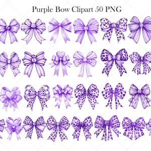 Purple Bow PNG, Watercolor Purple Ribbon Clipart, Purple Bow Clipart ...