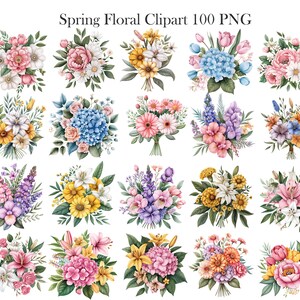 Spring Floral Clipart Bundle, Flower PNG, Bouquet, Wreath, Flower ...