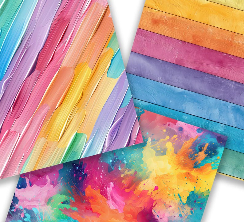 Rainbow Digital Paper, Rainbow Background Bundle, Rainbow Texture ...