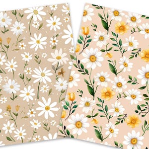 Daisy Digital Paper, Daisy Background Bundle, Spring Flower, Scrapbook ...