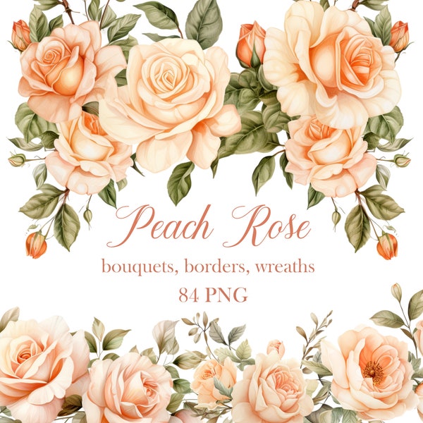 Peach Roses Clipart - Etsy