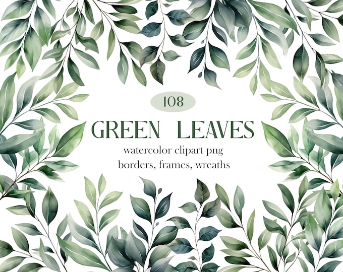 Teal Green Flower Border Clipart, Watercolor Green Floral PNG, Flower ...