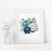 Teal Blue Flower PNG, Watercolor Blue Floral Clipart Bundle, Winter ...