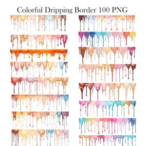 Colorful Dripping Border Clipart, Rainbow Drips Borders PNG, Digital ...