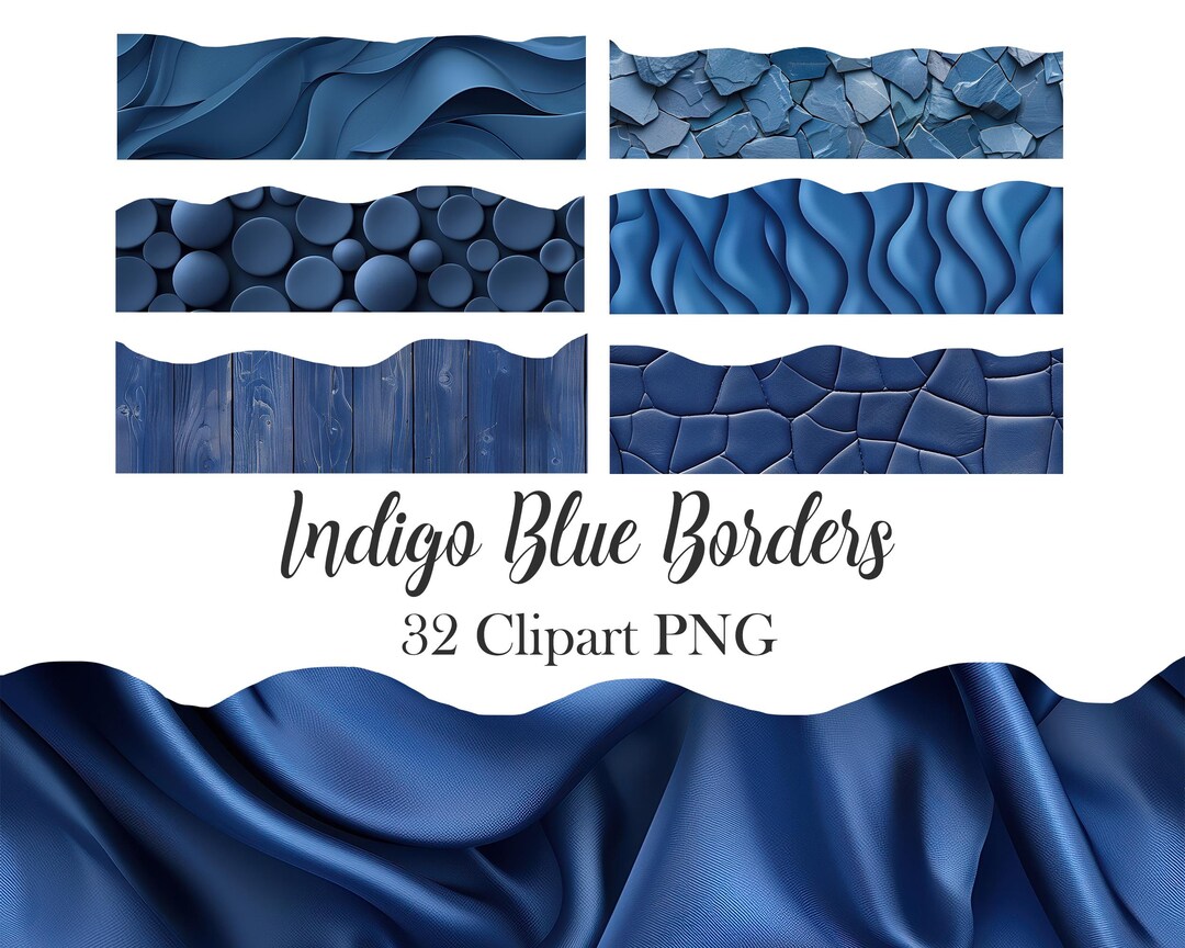 Indigo Blue Border Clipart, Indigo Borders PNG, Scrapbook, Digital ...