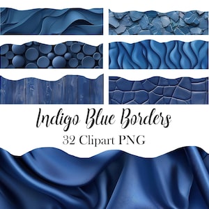 Indigo Blue Border Clipart, Indigo Borders PNG, Scrapbook, Digital ...