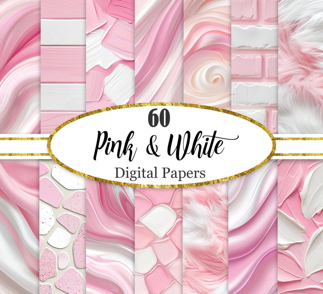 Pink White Digital Paper, Pink Background, Scrapbook Paper, Texture ...