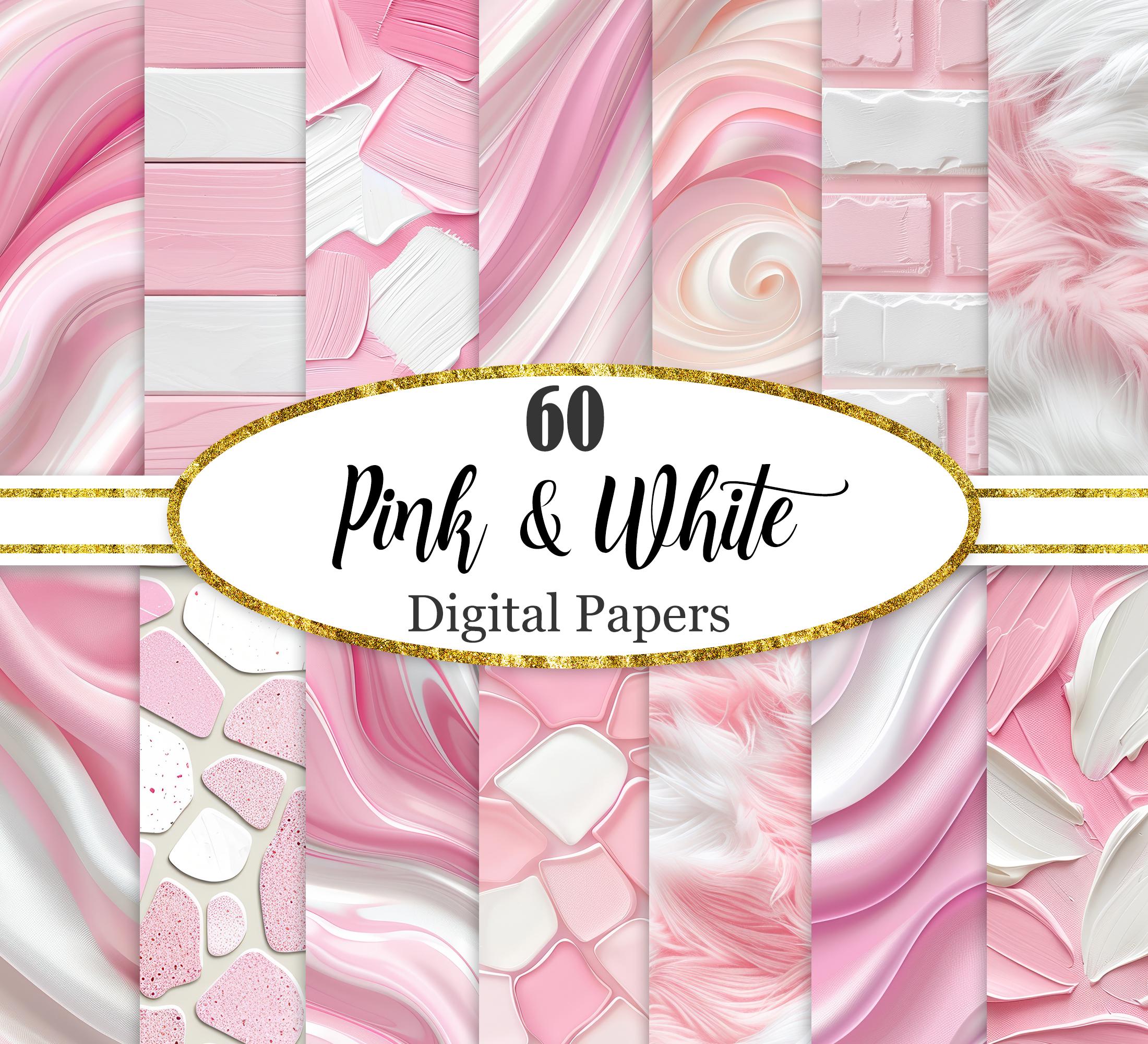 Pink White Digital Paper, Pink Background, Scrapbook Paper, Texture ...