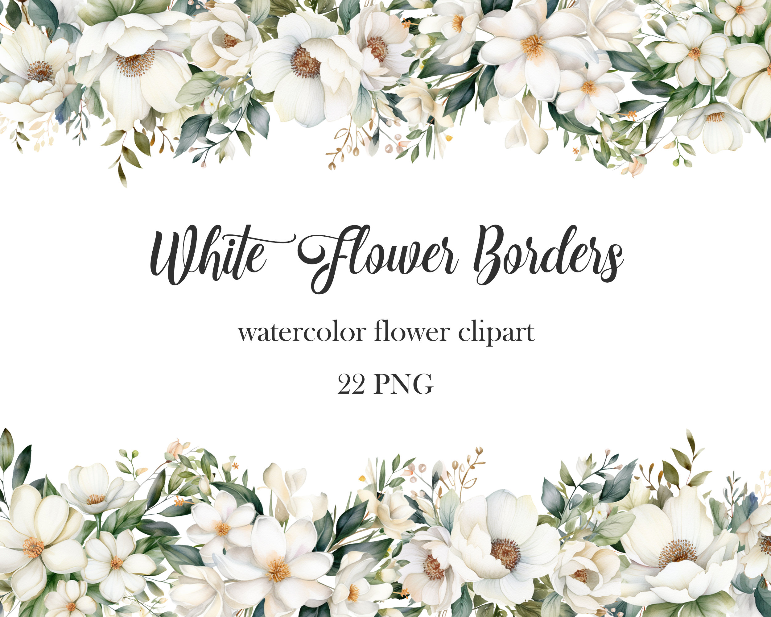 Rustic White Flower Page Border