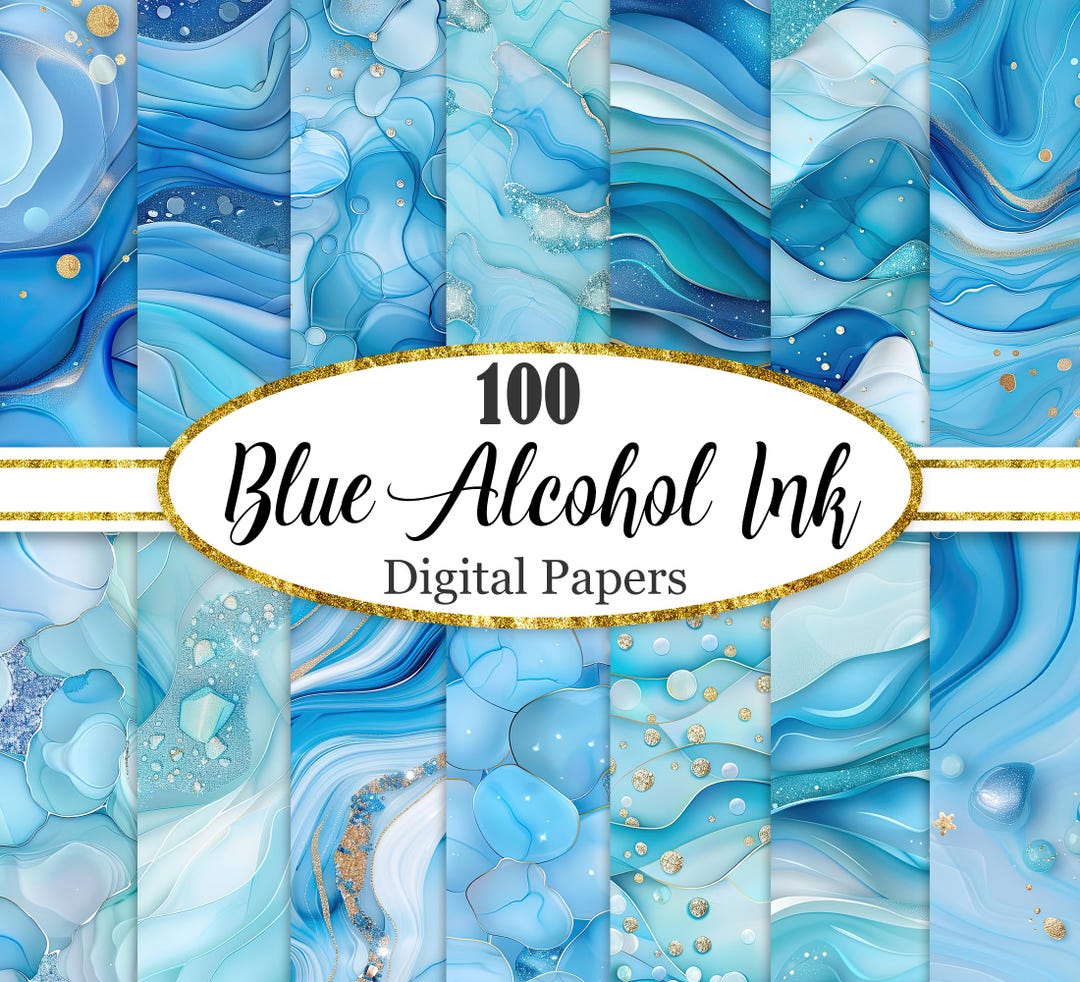 Blue Alcohol Ink Digital Paper, Blue Background Bundle, Scrapbook ...