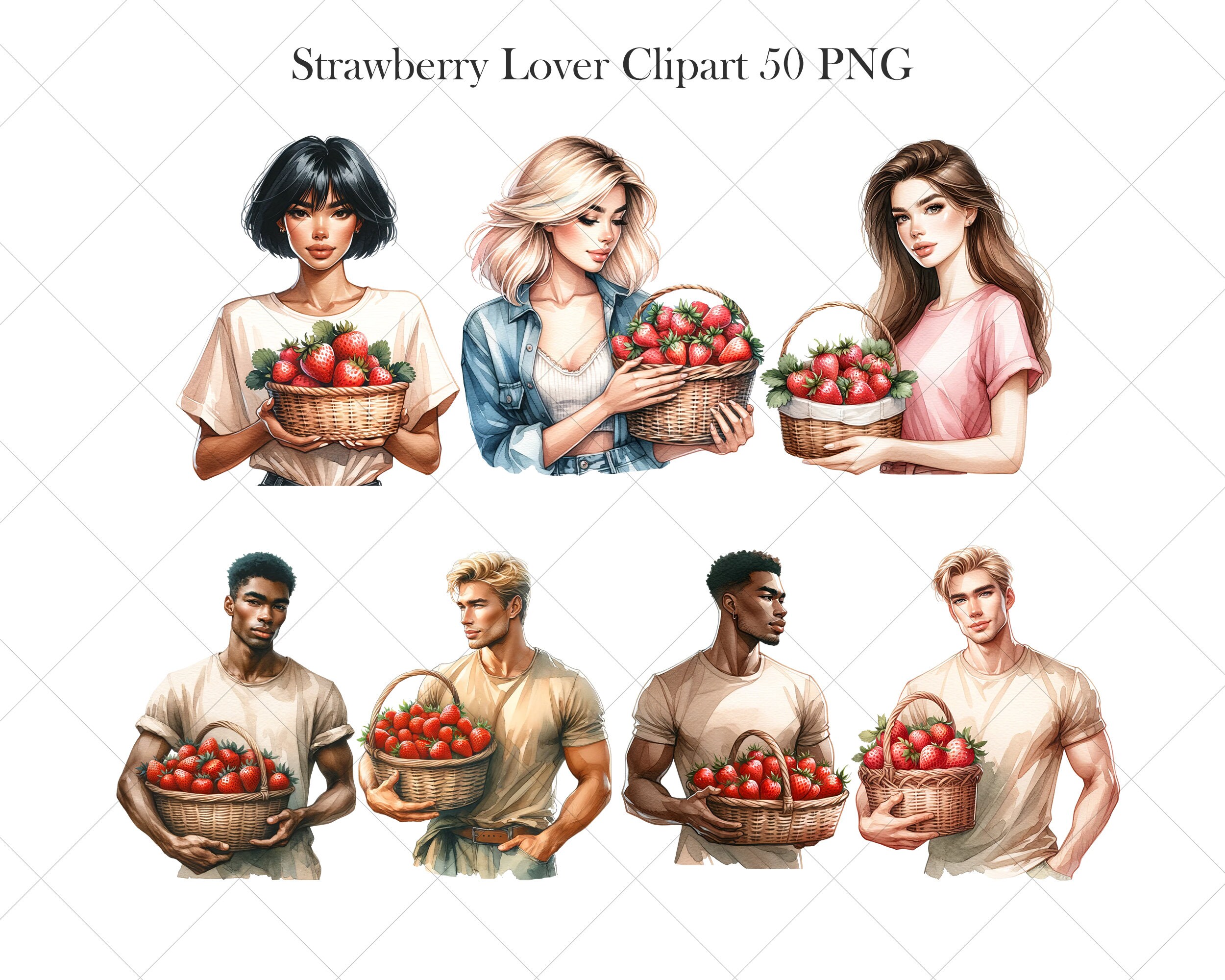 Strawberry PNG, Watercolor Strawberry Clipart Bundle, Strawberry ...