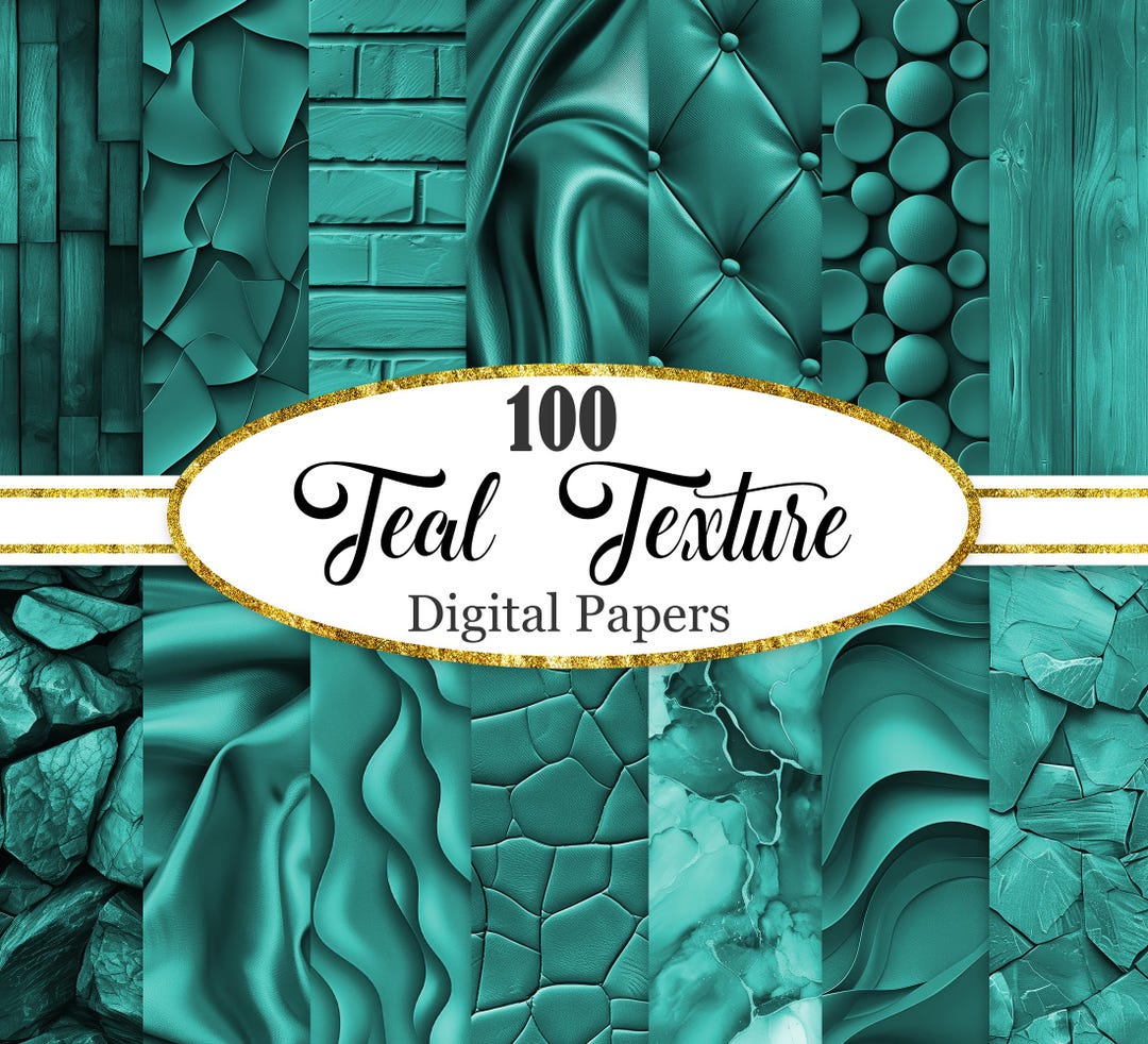 Teal Digital Paper, Teal Background Bundle, Green Texture, Scrapbook ...