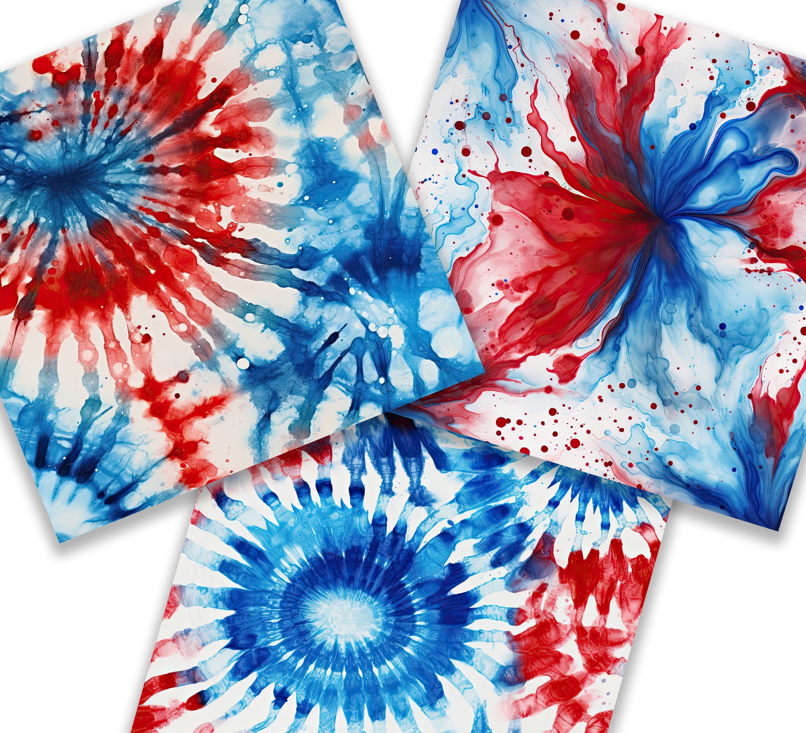 Blue Red Tie Dye Digital Paper, Tie Dye Background, Scrapbook Paper ...