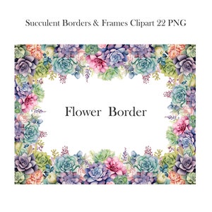 Succulent Border Clipart, Watercolor Succulent PNG Bundle, Succulent ...