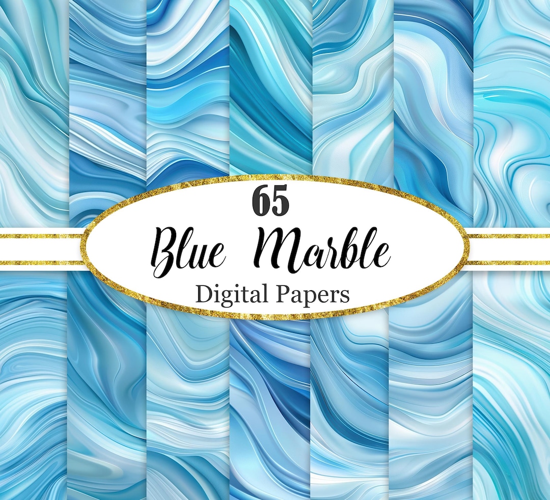 Blue Marble Digital Paper, Marble Background, Blue Texture, Scrapbook ...
