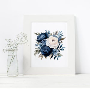 Indigo Blue White Flower PNG, Watercolor Blue Floral Clipart Bundle ...