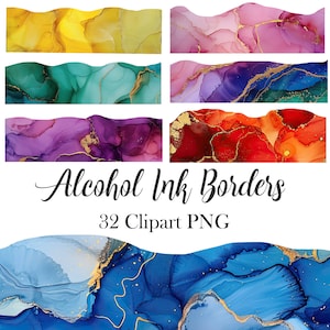 Alcohol Ink Border Clipart, Colorful Ink Borders PNG, Scrapbook, Junk ...