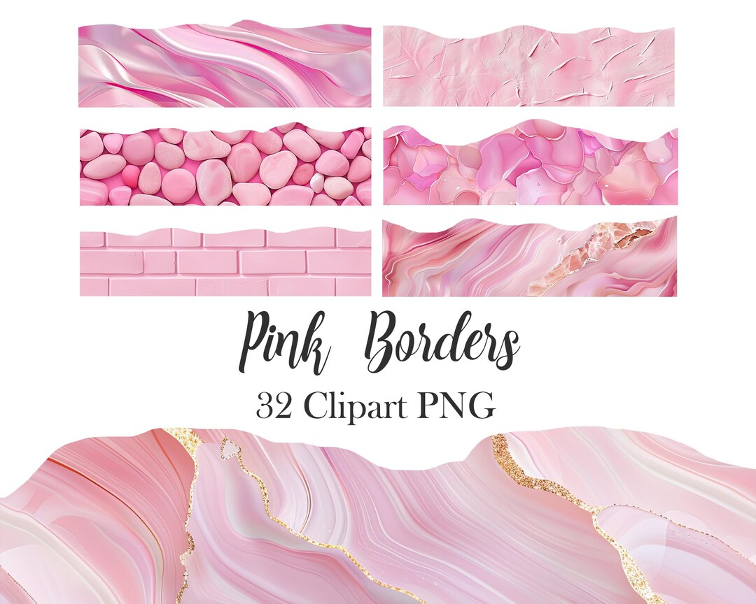 Pink Border Clipart, Pink Texture Borders PNG, Scrapbook, Junk Journal ...