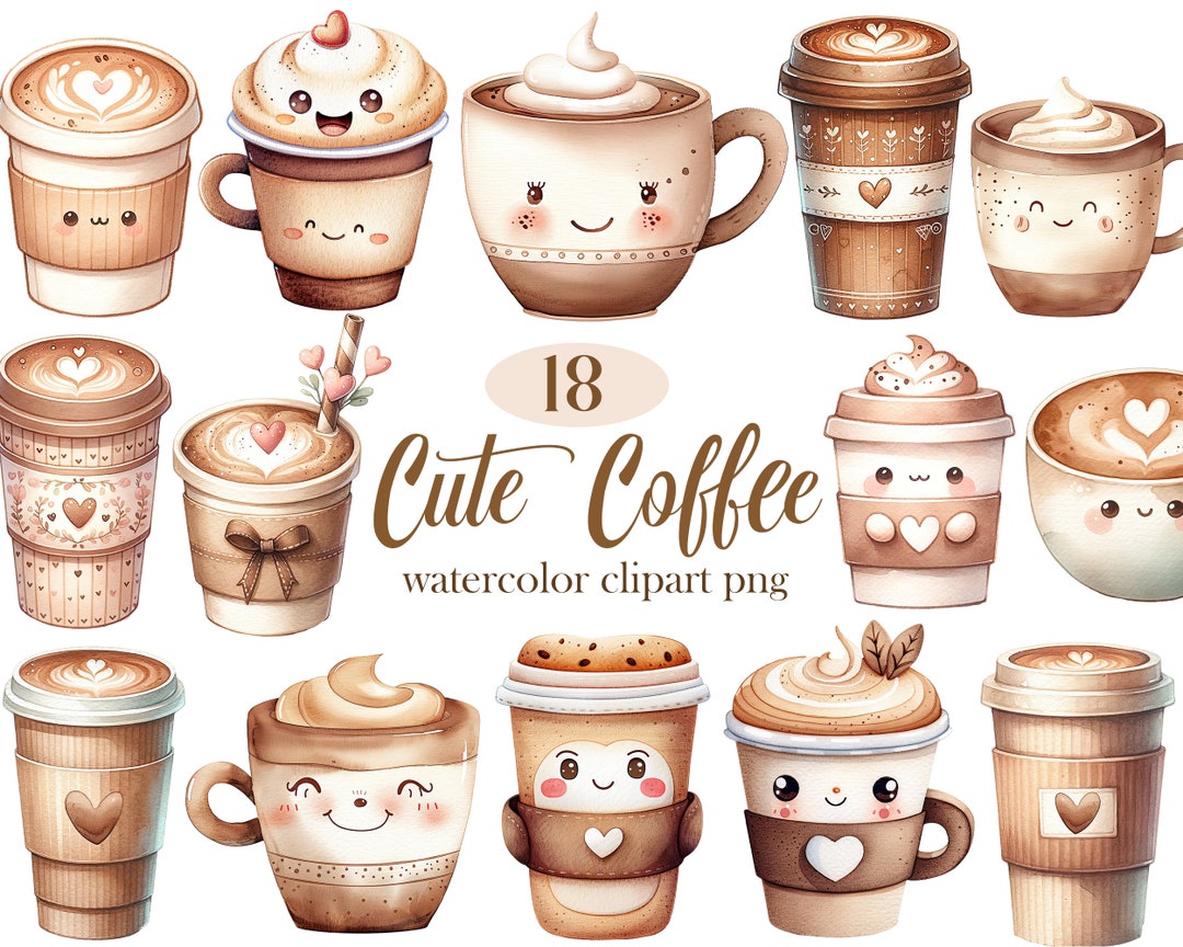 Cute Coffee PNG, Watercolor Coffee Clipart, Coffee Sublimation, Coffee ...