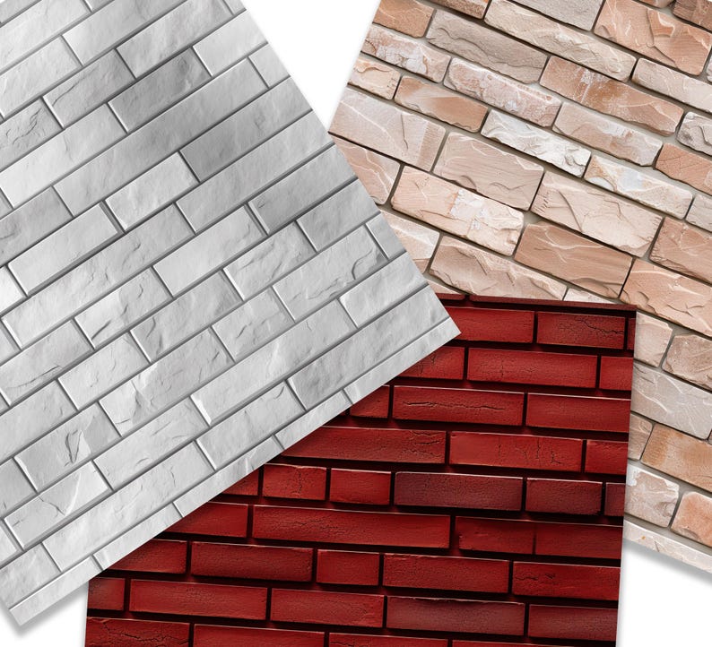 Brick Wall Digital Paper, Brick Background Bundle, Texture, Scrapbook ...