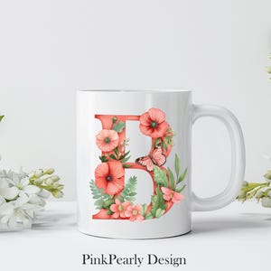 Red Flower Alphabet Clipart, Watercolor Floral Alphabet PNG, Letters ...