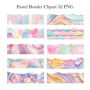 Pastel Border Clipart, Pastel Texture Borders PNG, Scrapbook, Digital ...