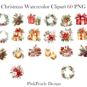 Christmas Clipart Bundle, Watercolor Christmas PNG, Christmas Ornaments ...