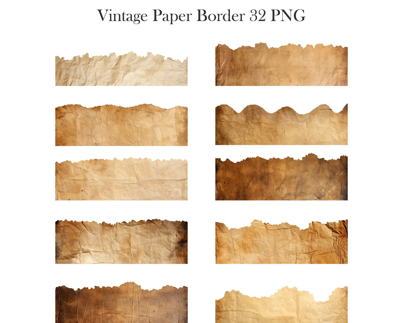 Vintage Paper Border Clipart, Torn Paper, Scrapbooks, Digital Download ...