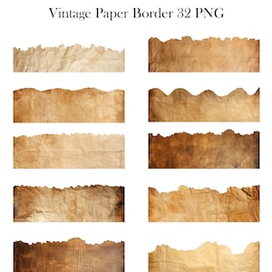 Vintage Paper Border Clipart, Torn Paper, Scrapbooks, Junk Journal ...