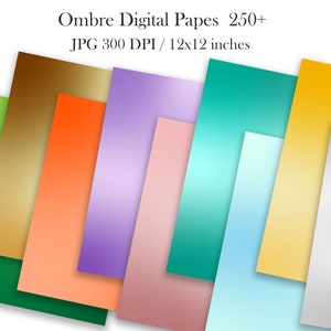 Ombre Digital Paper, Scrapbook Paper Pack, Rainbow Digital Paper Bundle ...