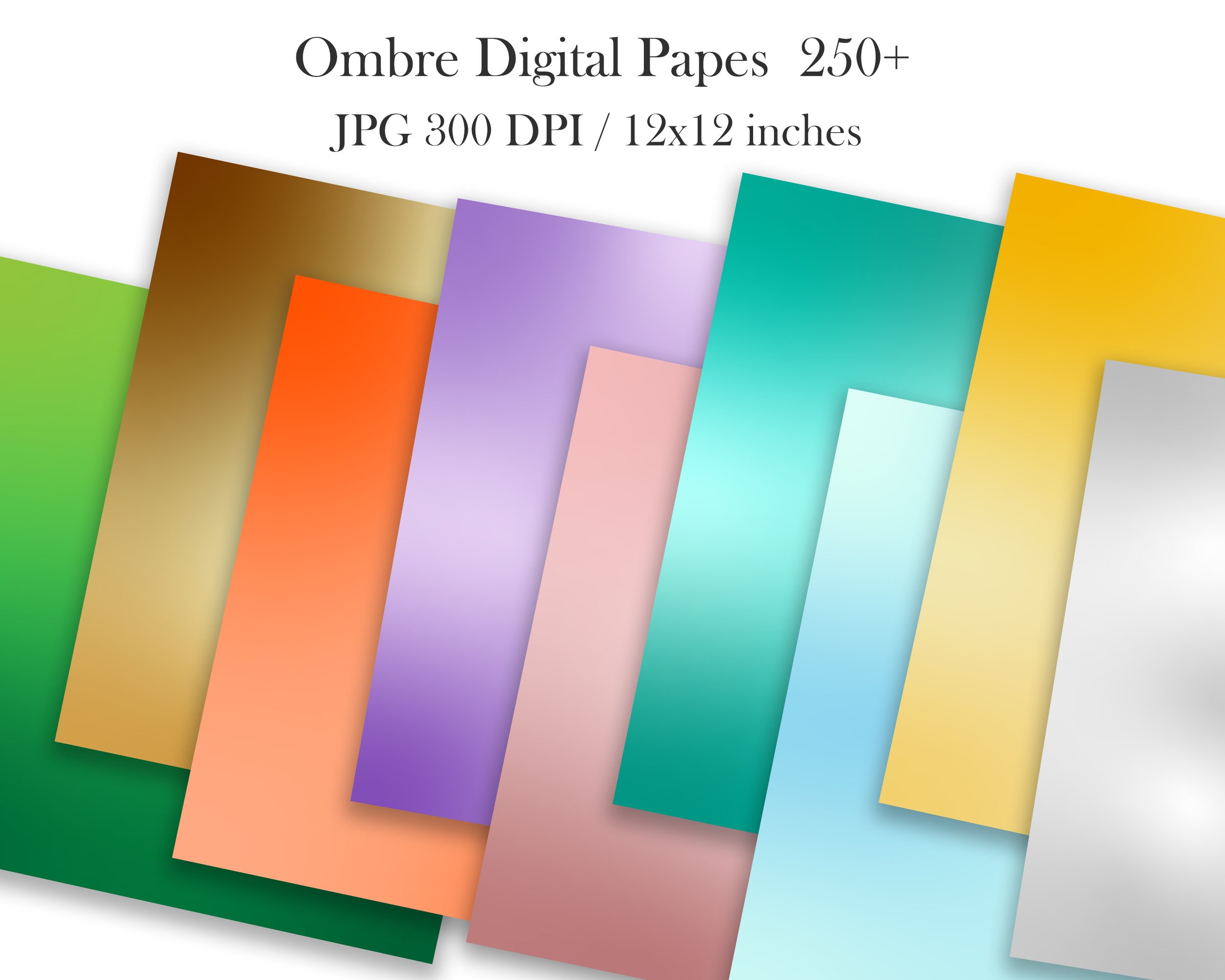 Ombre Digital Paper, Scrapbook Paper Pack, Rainbow Digital Paper Bundle ...