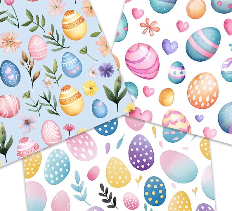 Easter Digital Paper, Easter Background, Watercolor Easter Egg ...