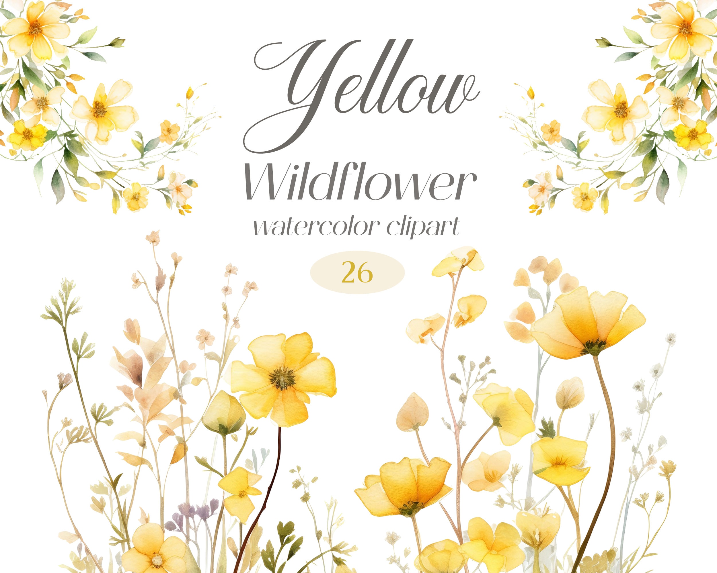 Gele Bloemen Clipart Rand Boterbloem Bloemenrand Clipart, Gele Bloemen