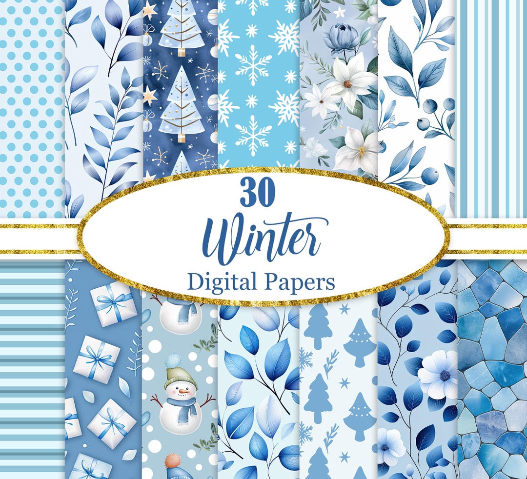 Winter Digital Paper, Winter Background Bundle, Scrapbook Paper ...