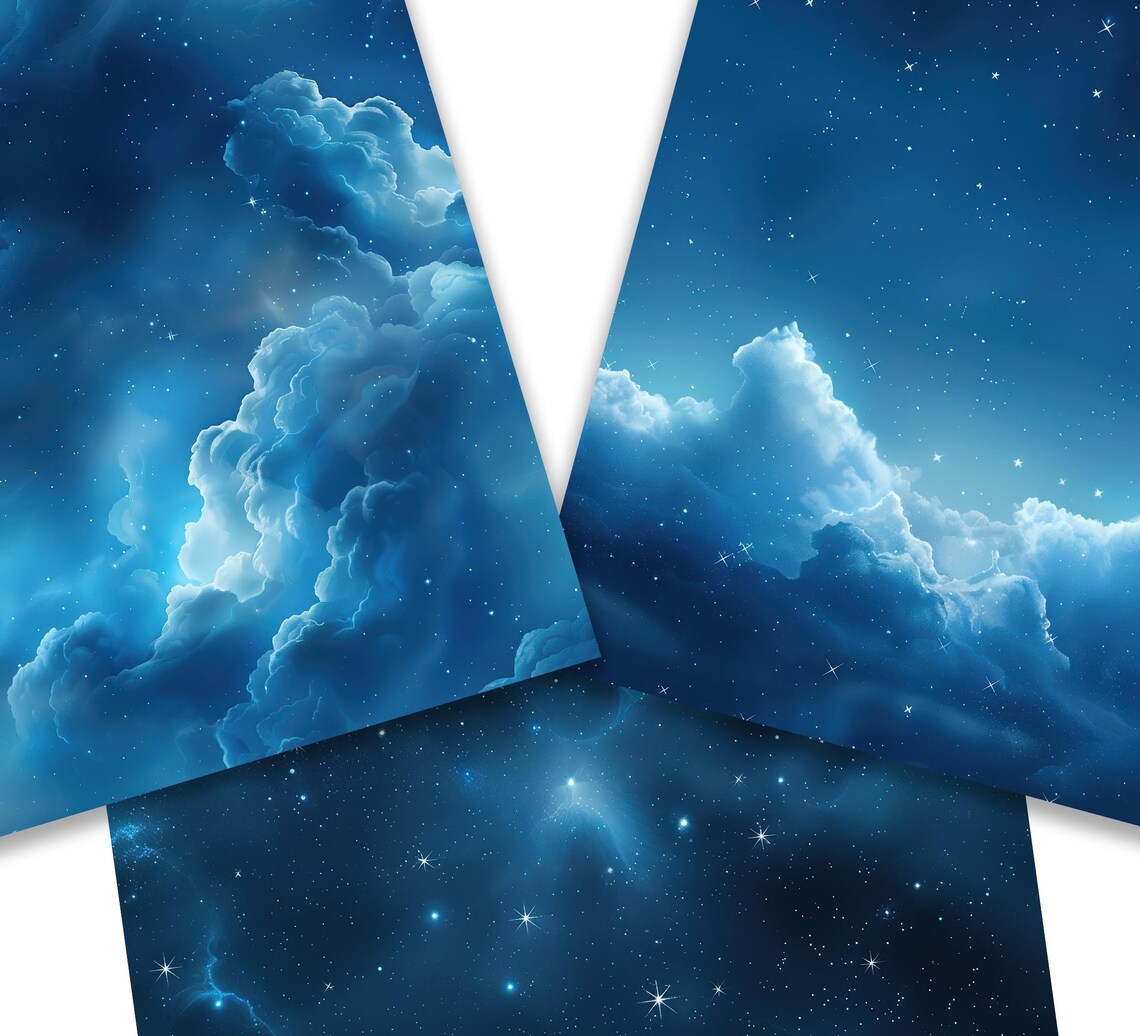 Night Sky Digital Paper, Sky Background, Texture, Scrapbook Papers ...