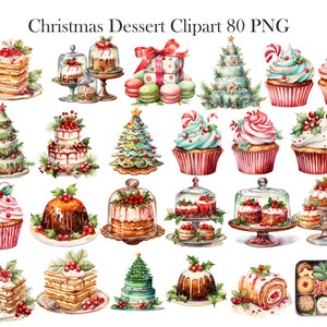 Christmas Dessert PNG Bundle, Watercolor Christmas Sweets Clipart ...