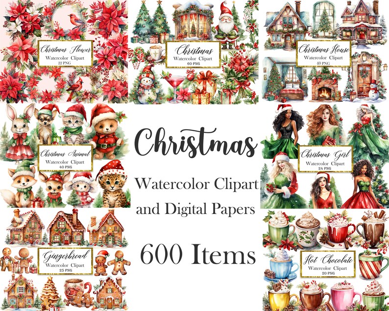 Christmas Clipart Bundle Watercolor Christmas Ornaments - Etsy