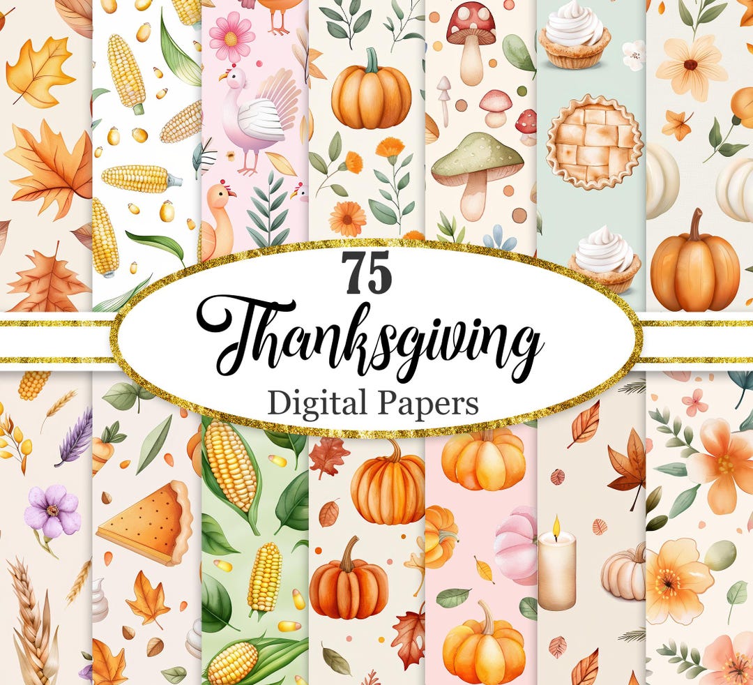 Thanksgiving Digital Paper, Thanksgiving Background Bundle, Autumn ...