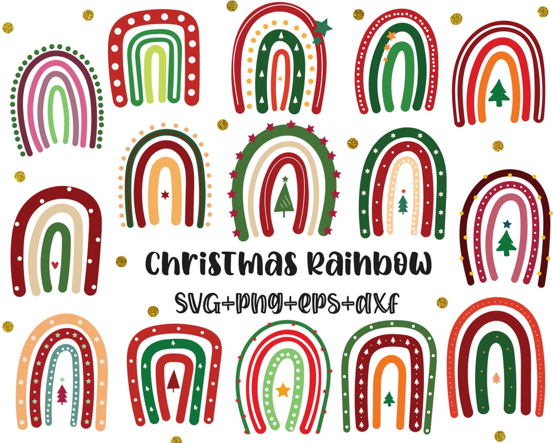 Rainbow SVG Christmas Rainbow Clipart Cut File - Etsy