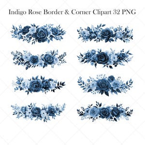 Indigo Rose PNG, Watercolor Indigo Blue Rose Border Clipart, Rose ...